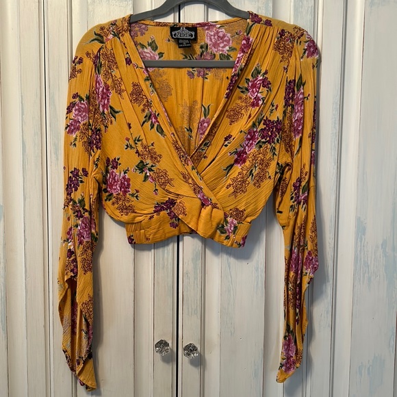 Angie | Tops | Yellow Belle Sleeve Crop Top | Poshmark